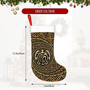 JEKYDOSD Hawaiian Tapa Honu Turtle Print Christmas Stocking,for Family Holiday Xmas Party Decorations