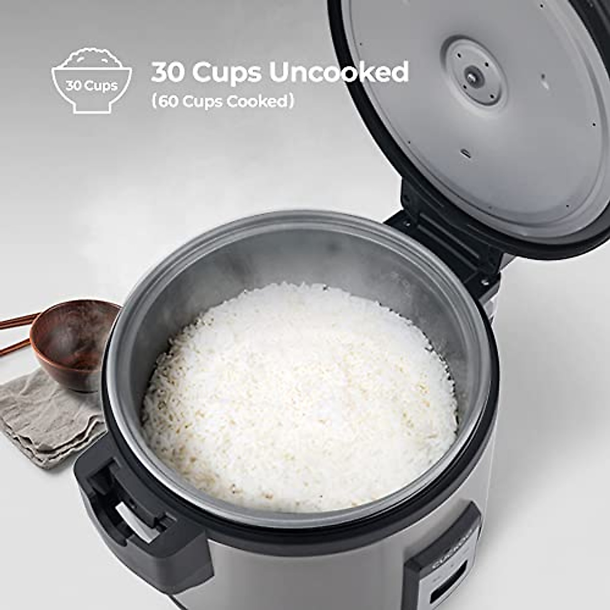 CUCKOO CR-3032 | 30-Cup/7.5-Quart (Uncooked) Commercial Rice Cooker & Warmer | Automatic Warm Mode, Nonstick Inner Pot, Detachable Inner Lid | Stainless Steel
