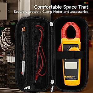 KingSung Hard Carrying Case for Fluke 323/324/325/302/303/305 Digital Clamp Multimeters and 374/375/376/902 FC True RMS Meters, with Wide Rubber Handle Strap, EVA Strong Drop-Resistant Shell,Yellow
