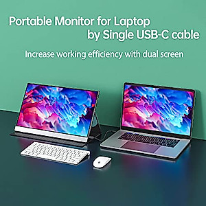 cocopar Portable Travel Monitor 15.6 Inch 1080P FHD USB-C Portable Screen with Dual USB-C HDMI Portable Monitor for Laptop PC Mac Surface Xbox PS5, with Cover VESA Mountable
