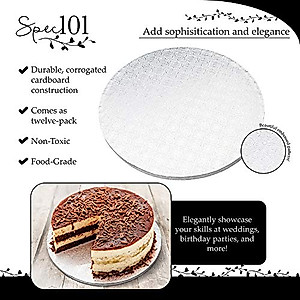 MOVINGSHOOT Spec101 Round Cake Drums, 12 Inch - 12pk White Cake Drum Boards with 1/2-Inch Thick Smooth-Edges