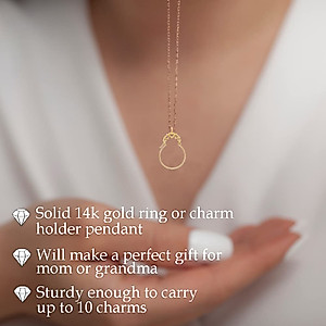 JewelryWeb 14k Yellow Gold Polished 5 Heart Charm holder Pendant - Ring Holder Pendant for women - Gifts for Mom Grandma - Mother's day Gift