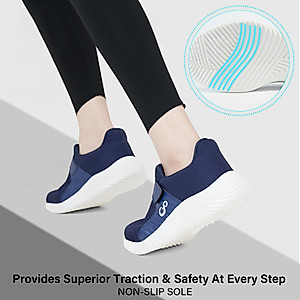 HARENCE Sneakers for Women Walking Shoes: Comfortable Breathable Mesh Sneaker Casual Lightweight Slip On Tennis Shoes Blue