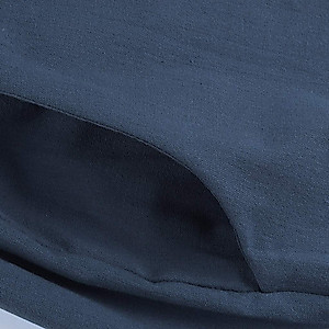 WABEOR Wide Leg Linen Pants for Women Plus Size Elastic Waist Casual Summer Loose Fit Beach Comfy Cotton Trousers, G-navy