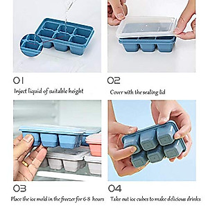 Ice Cube Trays for Freezer 3 Pack - Mini Ice Cube Trays with Lid & Easy-Release Silicone Bottom, Stackable Small Ice Cube Molds