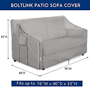 BOLTLINK Outdoor Patio Furniture Covers Waterproof ,Durable 3-Seater Sofa Cover Fits up to 76W x 40D x 33H inches