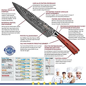 FineTool Kitchen Knife Sets, Professional Chef Knives Set Japanese 7Cr17mov High Carbon Stainless Steel Vegetable Meat Cooking Knife Accessories with Red Solid Wood Handle, 6 Pieces Set Boxed Knife