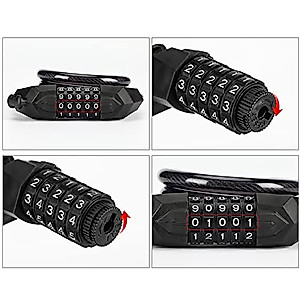 Bicycle Password Lock Portable Aluminum Alloy Waterproof Lock Strong Encryption Safety Lock Universal Accessories Suitable for Bicycles(black)