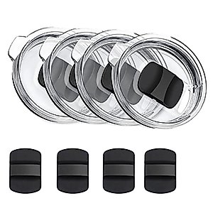4 Pack 20 oz Magnetic Tumbler Lid with 4 Magnetic Slider Replacement, 20 oz Replacement Lid for Yeti Lids Compatible with YETI Rambler or Old Style Rtic Coffee Tumbler, Magnetic Spill Proof Tumbler