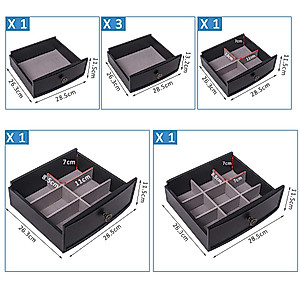 EEBUIHUI Standing Jewelry Armoire Cabinet Storage Chest with 7 Drawers, 2 Swing Doors, 24 Necklace Hooks, Makeup Mirror Storage Organizer, Large Standing Jewelry Armoire (Black)