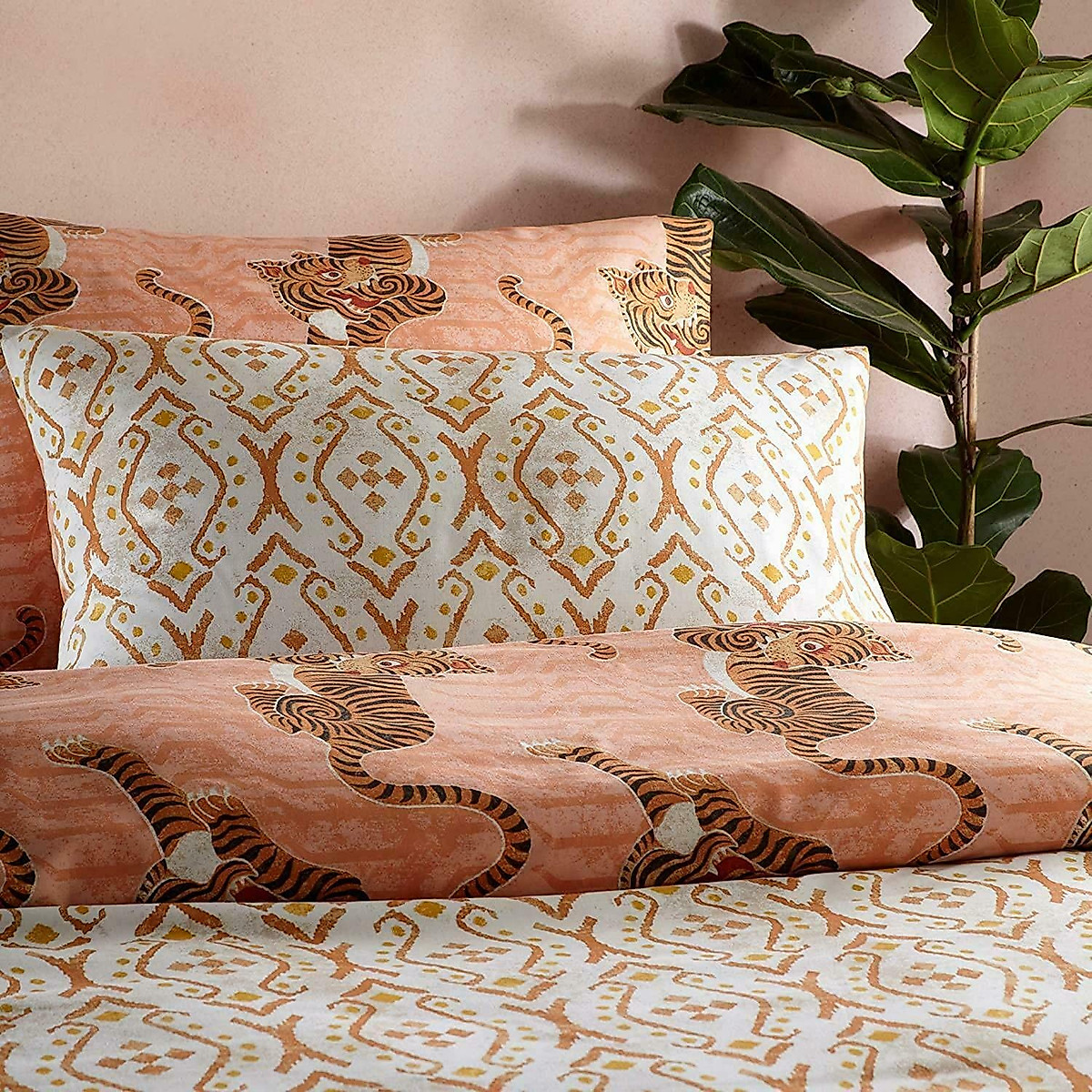 Furn Tibetan Tiger Duvet Set (Queen) (Blue)