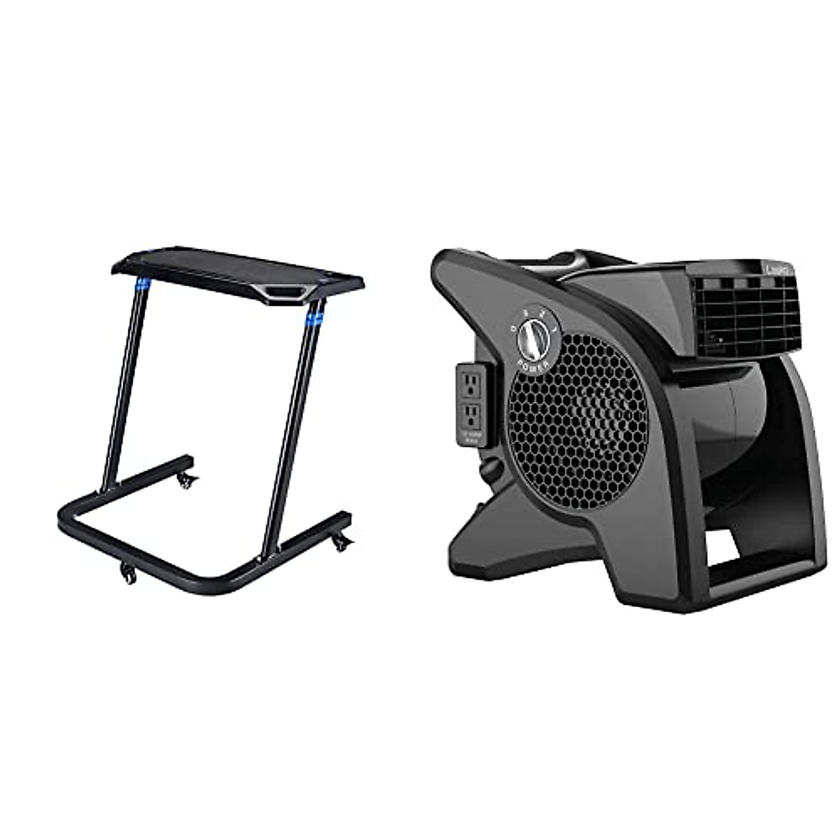 RAD Cycle Products Adjustable Bike Trainer Fitness Desk Portable Workstation Standing Desk & Lasko High Velocity Pro-Performance Pivoting Utility Fan, Black Grey U15617