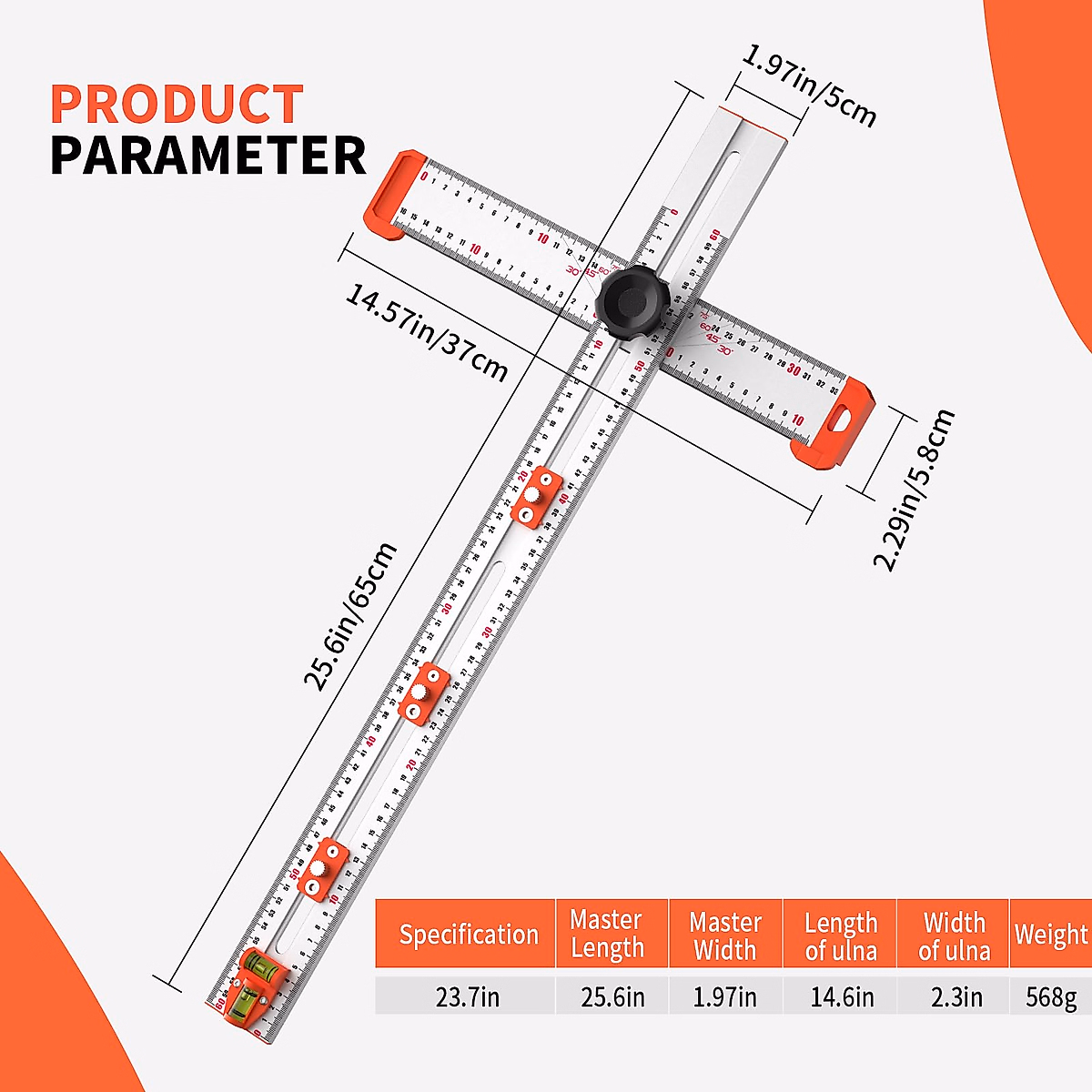 2024 Newest Adjustable 2-in-1 Drilling Positioning Ruler, Cabinet Hardware Jig,T Square Ruler Cabinet Handle Jig, Woodworking Ruler, Cabinet Drawer Door Hole Drilling Template (25inch)