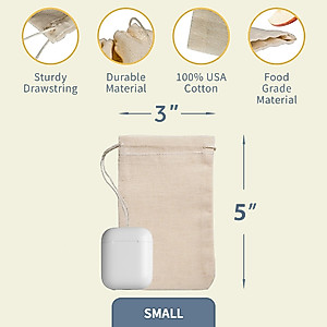 Celestial Gifts Muslin Bags with Drawstring 500 pcs - 3 x 5 100% Cotton - Made in USA - Canvas Bags Bulk, Small Drawstring Bags, Reusable Tea Bags, Jewelry Bags (Natural Hem and Drawstring)