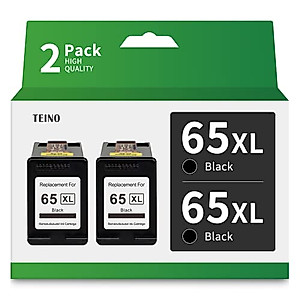 TEINO Remanufactured Ink Cartridge Replacement for HP 65 65XL 65 XL for HP Envy 5055 5052 5012 5010 5020 5030 5058 DeskJet 2622 2652 3722 3755 2635 3720 3752 2655 2624 2636 3730 3721 (Black, 2 Pack)