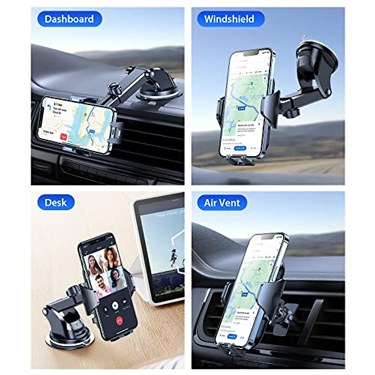 VICSEED Universal Phone Mount for Car [Solid & Durable] Car Phone Holder Mount Dashboard Windshield Air Vent Long Arm Strong Suction Cell Phone Holder Car for iPhone 14 13 12 Pro Max All Mobile