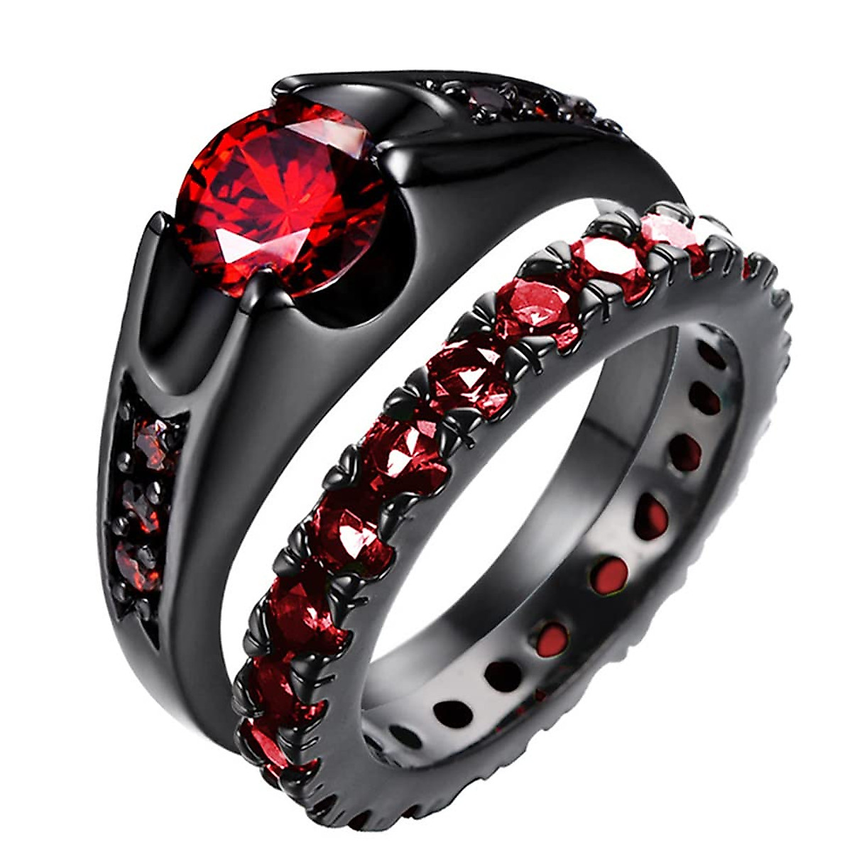2in1 Black Bridal Ring Red Celtic Dragon Ring His and Hers Wedding Ring Sets Couples Rings for Lover Anniversary Engagement Promise Rings Bridal Sets
