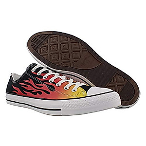 Converse Chuck Taylor All Star Low Flames shoe, Black/Enamel Red-fresh Yellow, 11 Women/9 Men