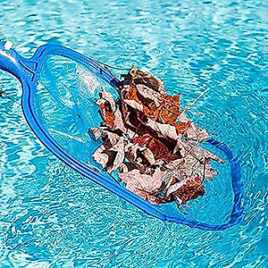 Swimming Pool Cleaner Supplies, Pool Pond Flat Leaf Rake Net Pool Leaf Skimmer Heavy Duty Swimming Pool Cleaning Leaf Skimmer Net for Cleaning Swimming Pool Garden Pond Hot Tub Spa Blue