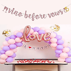 Vino Before Vows Banner Pre-Strung Garland for Bachelorette Bridal Shower Engagement Party Wine Winery Party Decorations (Rose Gold Glitter)