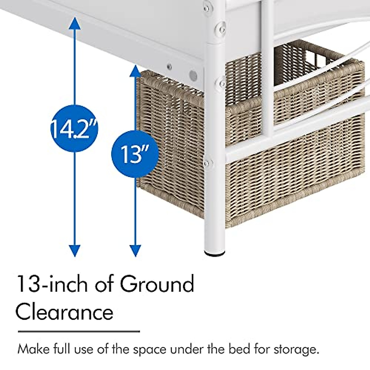 Yaheetech Full Bed Frames Metal Platform Bed Mattress Foundation with Criss-Cross Design Headboard, Ample Underbed Storage Space, Heavy Duty Slat Support, No Box Spring Needed, Full Size White