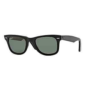 Ray-Ban RB2140 WAYFARER 901/58 50M Black/Green Polarized Square Sunglasses For Men For Women + BUNDLE with Designer iWear Eyewear Kit (LARGE)