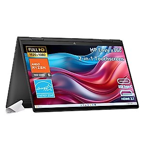 HP Envy x360 2-in-1 Laptop, 15.6" FHD IPS Touchscreen, AMD Ryzen 5 7530U (>i7-1165G7, 6 Cores, 12 Threads), 32GB RAM, 1TB PCIe SSD, Backlit KB, Fast Charge, IR Webcam, Windows 11, W/Mouse Pad