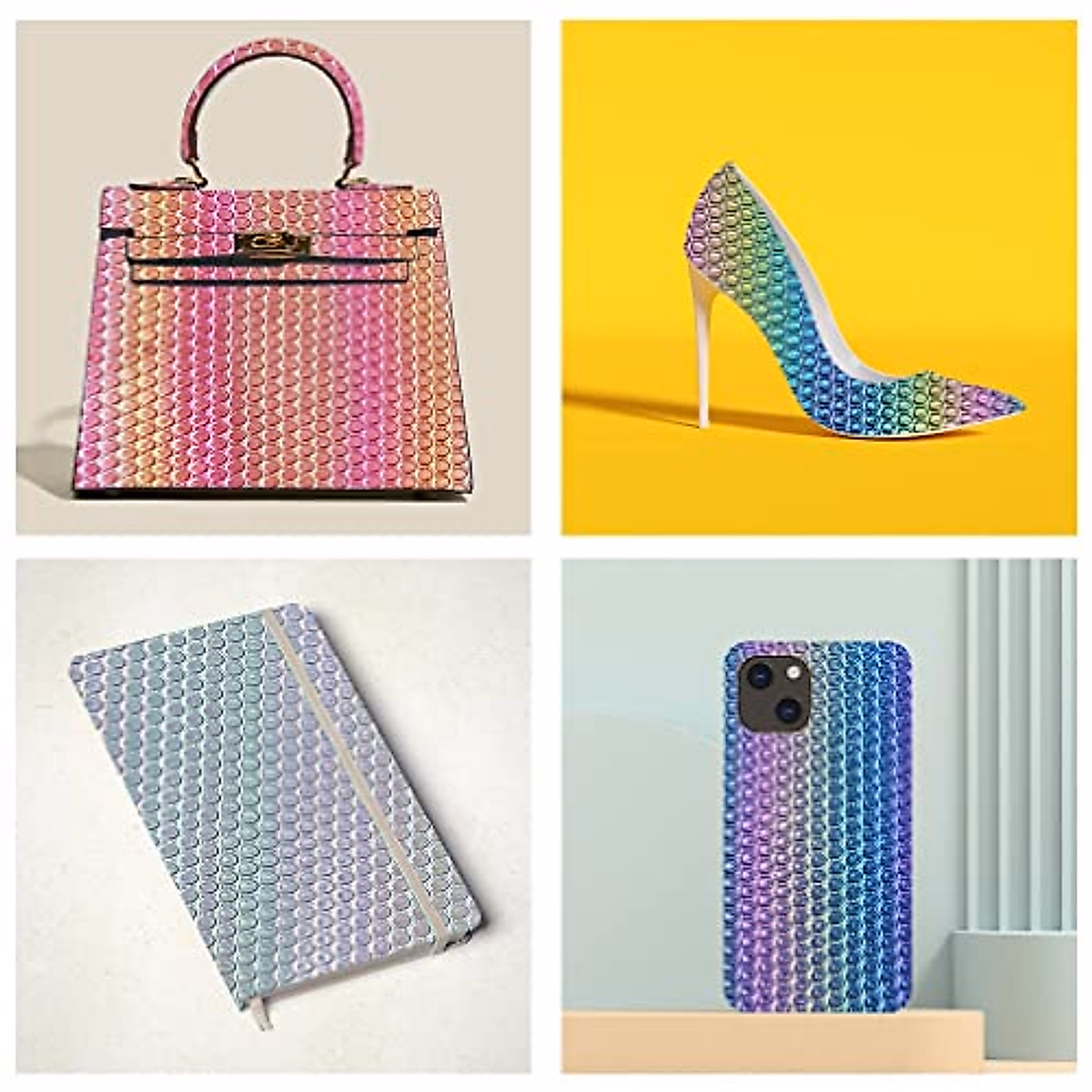 HYANG Holographic Purple to Blue Embossed Iridescent Ellipse PU Faux Leather Sheets 1 Roll 12"X53"(30cmX135cm), Faux Leather Suitable for Crafts Making Leather Earrings, Bows, Handbag ，Sewing