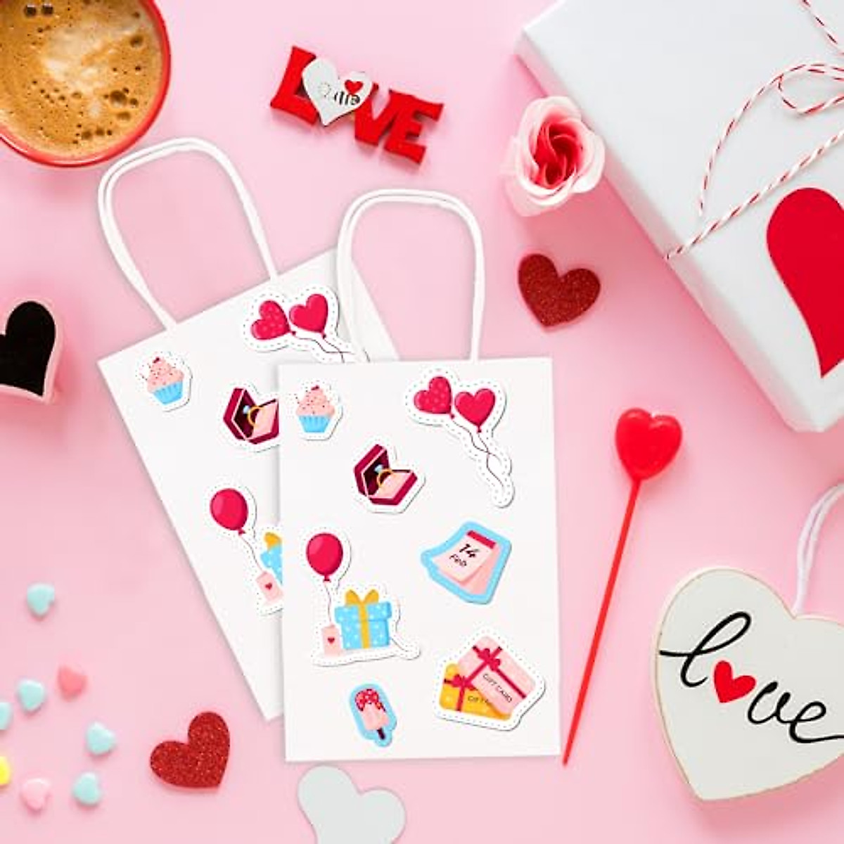 LITOPAK 100Pcs Paper Gift Bags, 8x5.25x3.75 Inches, White, Solid, Minimalist, Christmas, General Use, Gift Wrap, Bulk