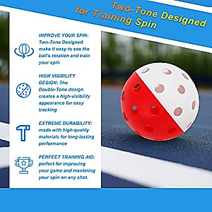 PORSVIK Outdoor Pickleball Balls,40 Holes Two-Colored Pickleballs,Designed for Training Spin,Meet USAPA Standard,Double Tone,6 Pack (Outdoor Red/White)