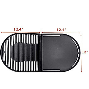 Dongftai CC1E (2-Pack) 13" × 12.4" Cast Iron Grill Parts with Cooking Griddle and Grill Grates for Coleman Roadtrip Swaptop Grills LX LXE LXX,