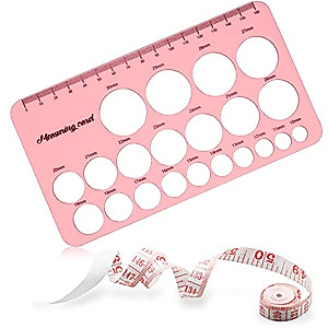 Nipple Rulers for Flange Sizing, Silicone & Soft Flange Size Measure for Nipples, Nipple Flange Measuring Tool with 1.5m Soft Tape Measure, Nipple Sizer Nipple Measurement Tool for Flanges (Pink)