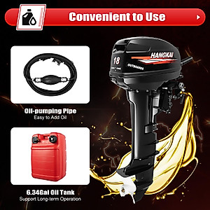 awolsrgiop 2 Stroke 18HP Outboard Motor Gas-Powered Water Cooling Boat Engine Long Shaft Tiller Control 246CC Heavy Duty Fishing Boat Kayak Engine Outboard Motors Boat Engine Motor