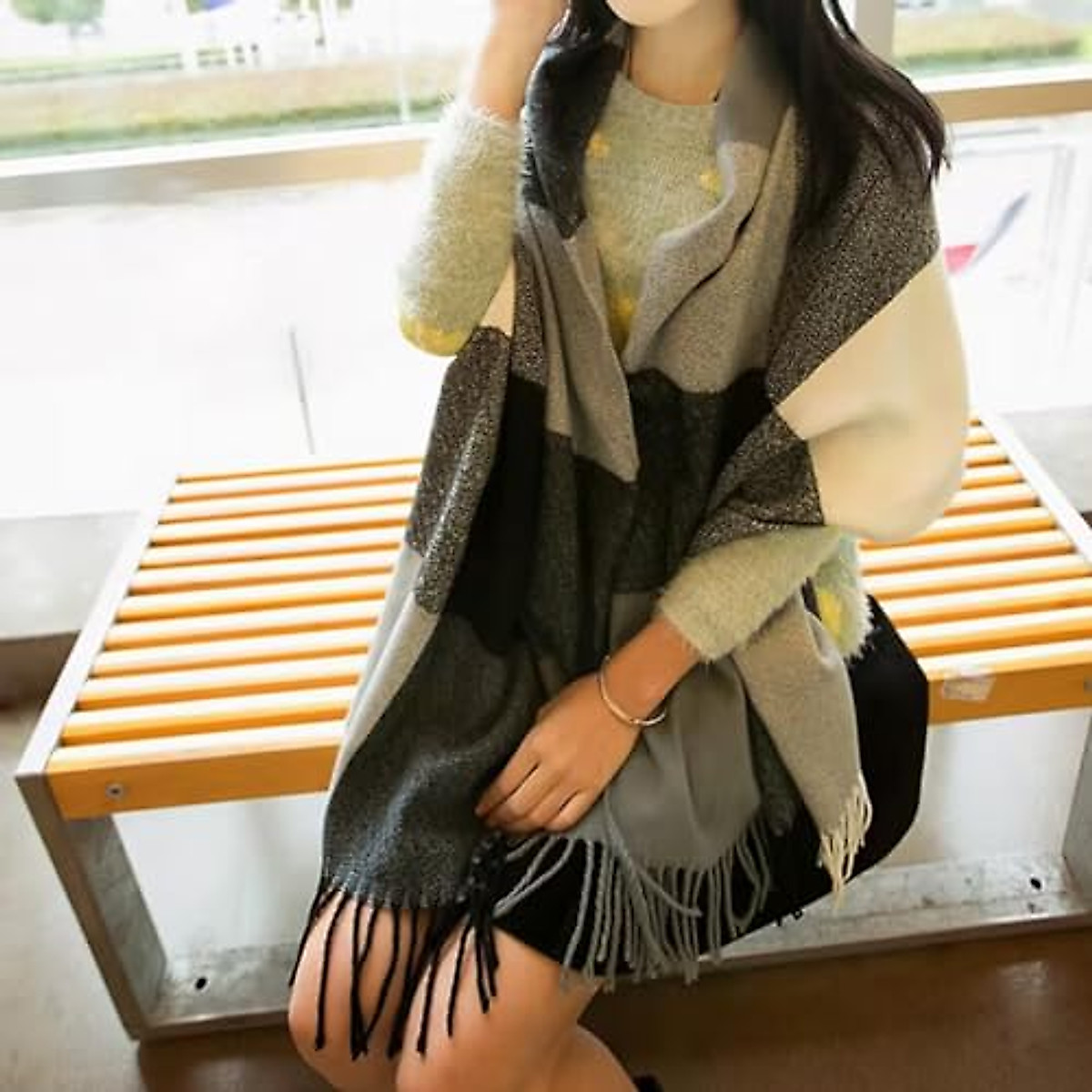 YSense Women's Long Plaid Blanket Scarf Chunky Oversized Winter Fall Warm Scarf Big Tartan Scarves Wrap Shawl Ladies Gifts