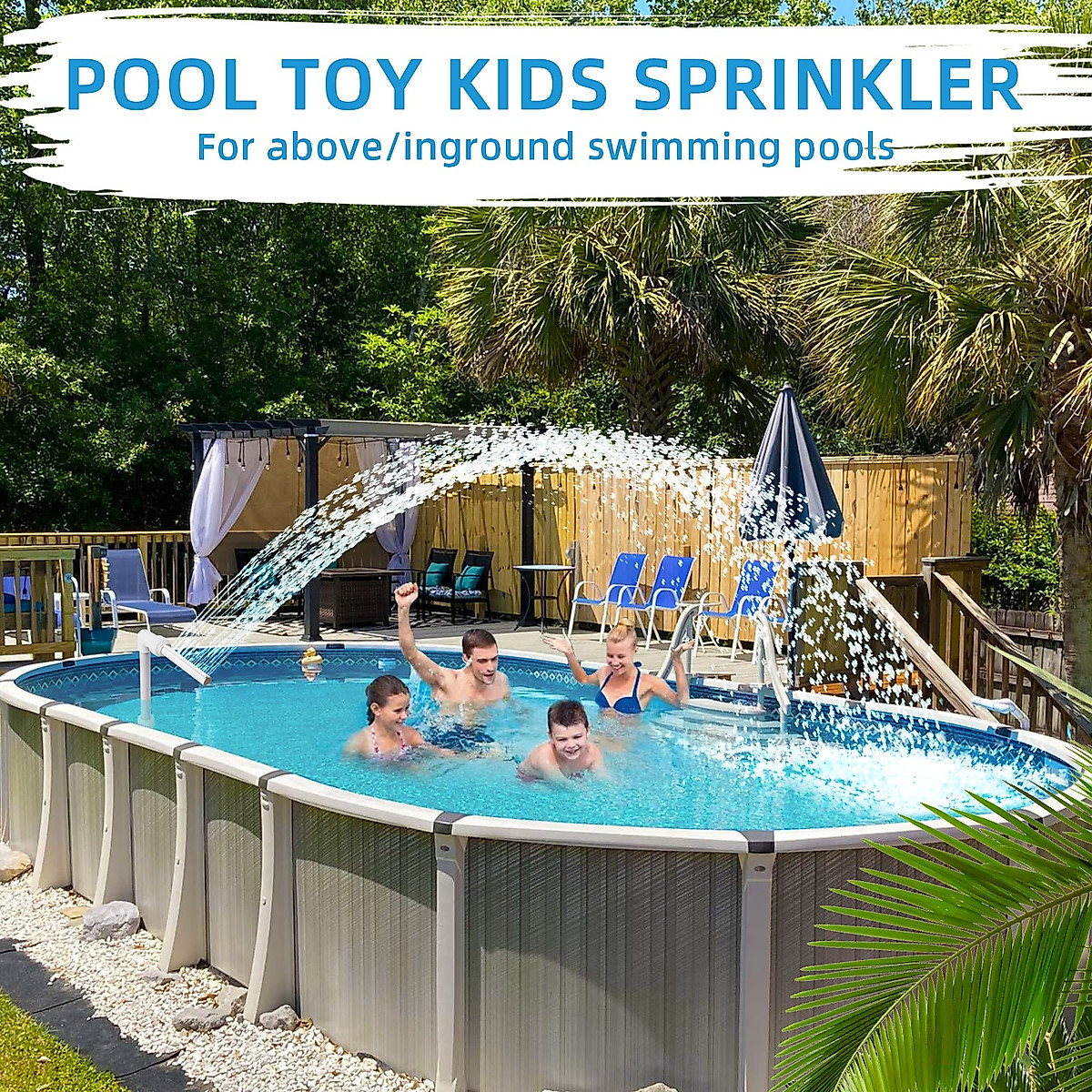 Klleyna Water-Fountain Swimming-Pool Sprinkle Accessories - Waterfall Above In-ground Pool, Cooling Spray for Outdoor Garden Pond Aerator Circulation, High Pressure Jet Fountain Pump Attachment