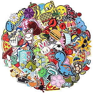 TACVEL 60PCS Random Assorted Styles Embroidered Patches, Sew on / Iron on Patches, Applique for Clothes Dress Pants Hats Jeans, Sewing Flowers Applique DIY Accessory