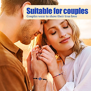 16 Pieces Evil Eye Bracelets Adjustable Braided Lucky Bracelet Ojo Bracelet Black Red Cord Bead Bracelet Hand Kabbalah Protection Amulet Gifts for Christmas Women Men (Classic Style)