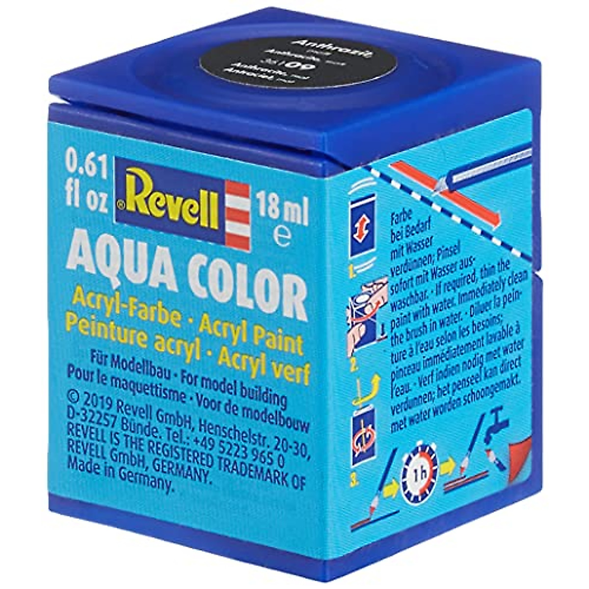 Revell 18ml Aqua Color Acrylic Paint (Anthracitegrey Mat Finish)