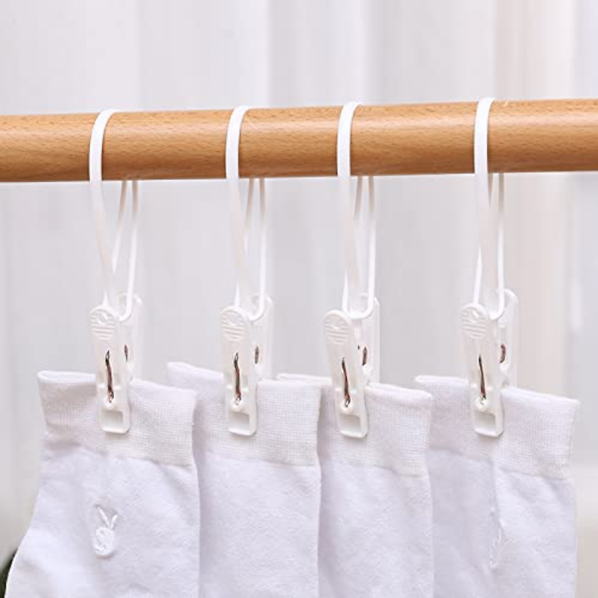 MXY Clothespins Socks Clip Underwear Clothes Clips Plastic Nonslip Grips Hanging Hold Pegs Travel Wardrobe Hanging Folders Clamps with Rope Strap Can Hang Anywhere You Need Set of 15 Pieces