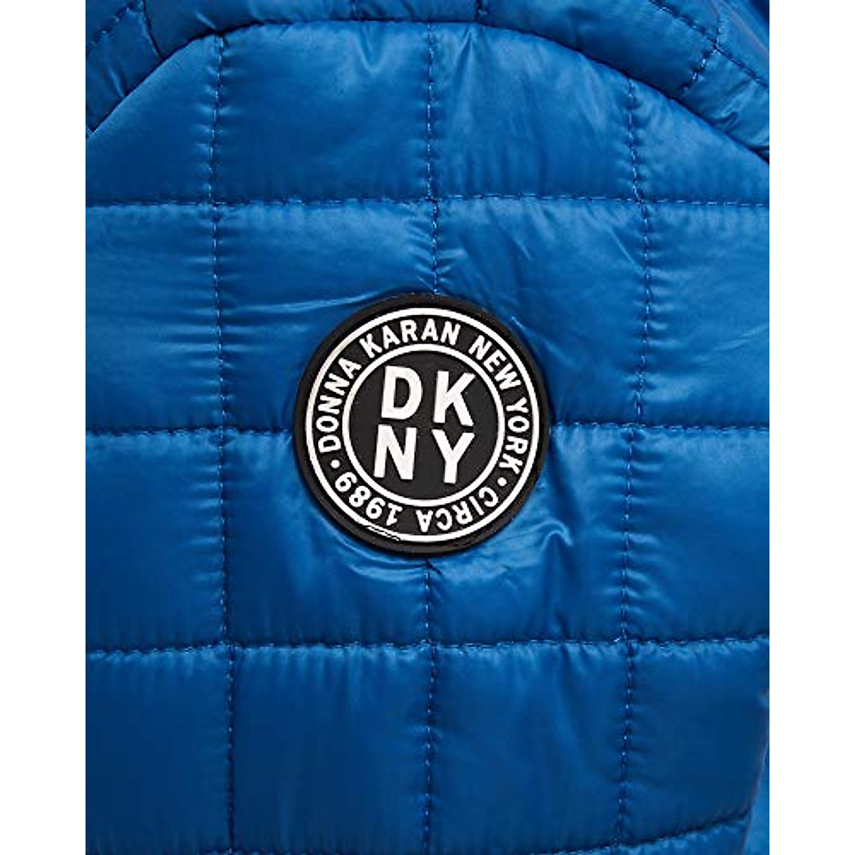 DKNY Baby Boys’ Snowsuit – Hooded Fleece Lined Warm Winter Jumpsuit – Zip Snow Pram for Newborns and Infants (0-24M), Size 3-6 Months, Blue