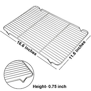 P&P CHEF Baking Rack Cooking Rack Set of 2-16.6''x11.6 Stainless Steel Wire Cooling Drying Roasting Rack, Fits Half Sheet Cookie Pans, Commercial Quality, Oven & Dishwasher Safe
