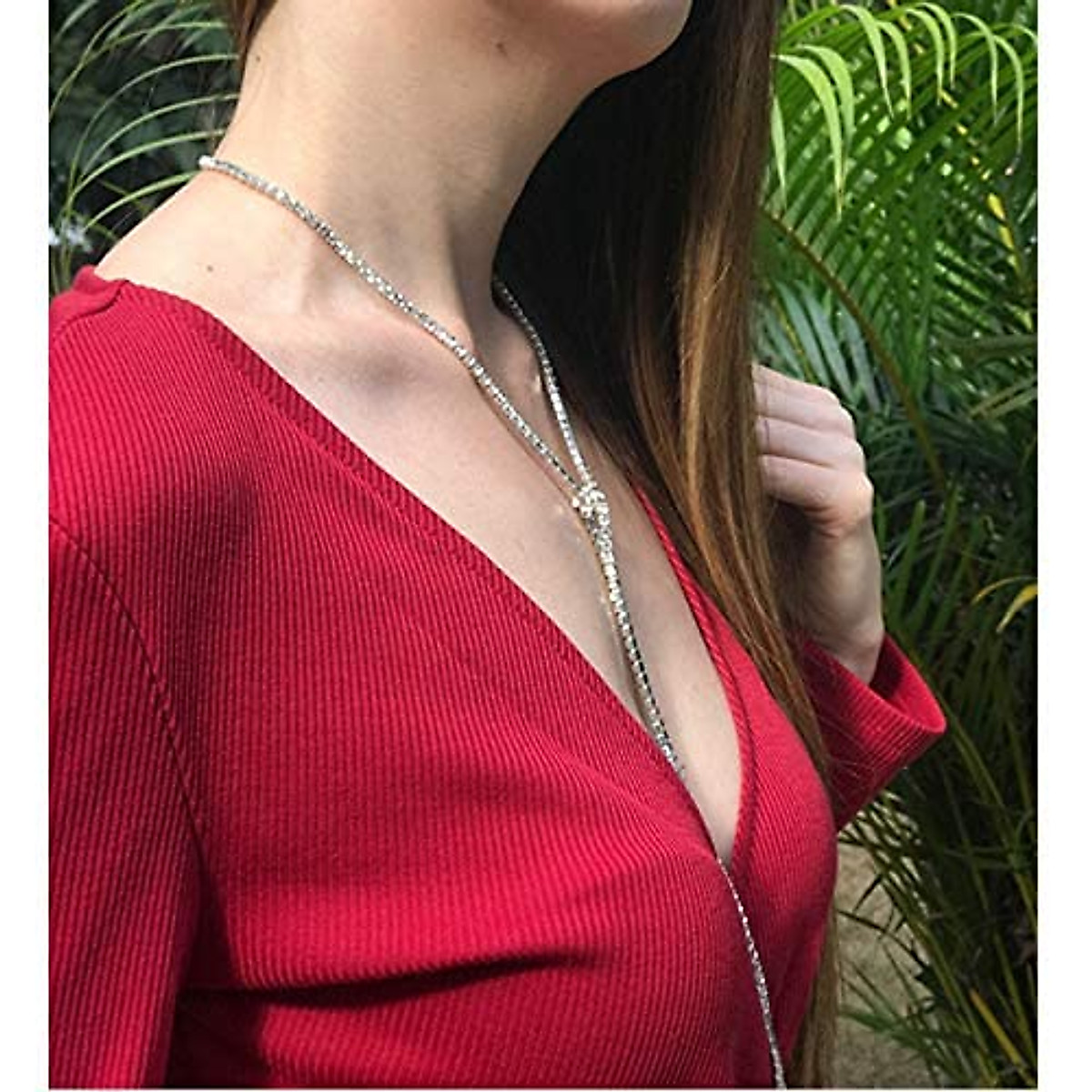 Jovono Rhinestone Choker Necklaces Silver Sparkly Necklace Long Crystal Necklace Jewelry for Women(Set A)