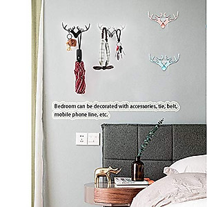 Fullgaden Upgraded Version Wall Hooks, Key Holder,Decorative Deer Head Hanger Organizer Rack with Adhesive for Home or Office and Kitchen Bathrooms Lavatory Closets, White