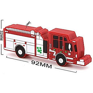128GB USB 2.0 Flash Drive Novelty Cute Fire Fighting Truck Shaped Cartoon Pen Drive Thumb Drive Memory Stick Pendrive