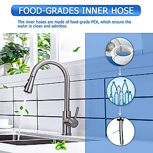 Arofa Kitchen Faucet with Pull Down Sprayer, Brushed Nickel Kitchen Sink Faucet Single Handle Stainless Steel for 1 or 3 Hole Farmhouse Camper Laundry Utility Rv Bar Sinks