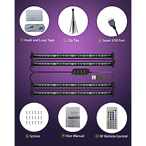 Keepsmile Interior Car Lights Accessories APP Control with Remote Music Sync Color Change RGB Under Dash Car Lighting with USB Charger 12V 2A Led Lights for Jeep Truck