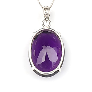 GEMHUB 94.5 Carat Violet Amethsyt Gemstone Pendant Without Chain Oval Shape Sterling Silver Pendant Without Chain Jewelry Women
