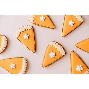 COOKIEQUE 3-Piece Candy Corn Cookie Cutter, Fall Thanksgiving Pumpkin Pie Cookie Cutters, Holiday Cookie Cutters, Unique Design with Protective Red Top PVC