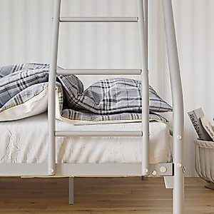 Twin Over Full Metal Bunk Bed, Heavy Duty Bunk Beds for Bedroom, Metal Bed Frame with Ladders and Guard Rails, for Students Staff Dormitory