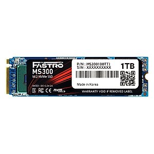 Mega Fastro 1TB MS300 Series PCI-Express NVMe SSD internally up to 7,000MB/s read 6,000MB/s write